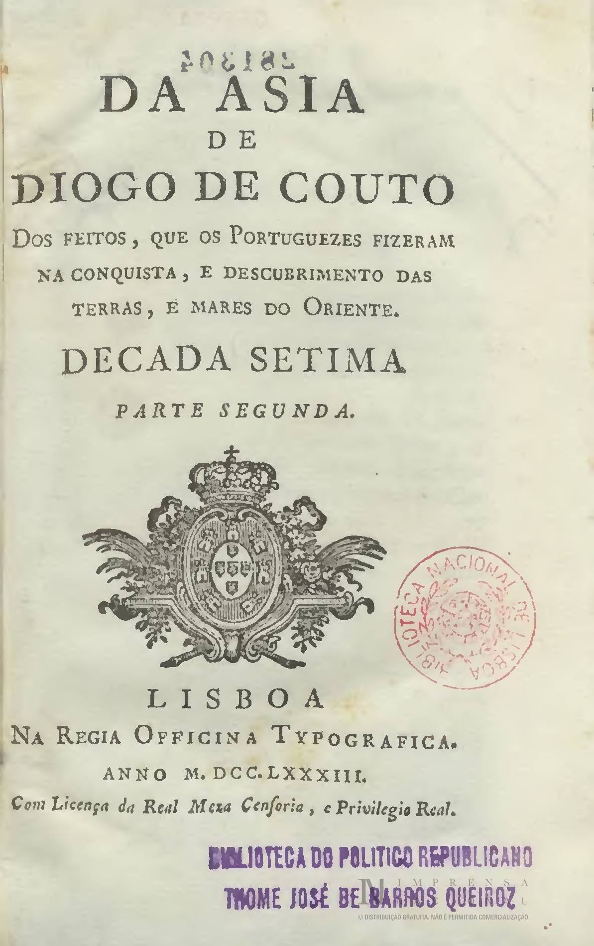 Da Ásia de Diogo do Couto - Decada VII - Parte II - Imprensa Nacional Da Ásia de Diogo do Couto - Decada VII - Parte II - Imprensa Nacional